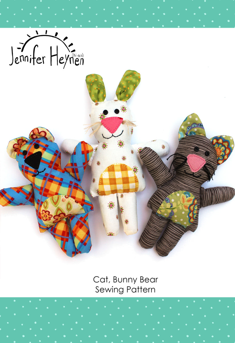 Cat, Bunny, Bear Sewing Pattern - Digital Download – Jennifer Heynen ...