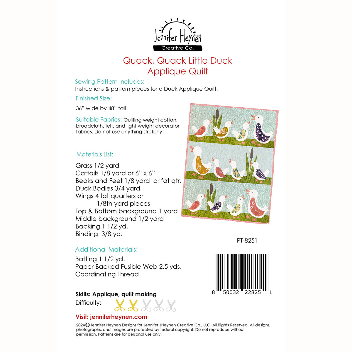 Quack, Quack, Little Duck Applique Quilt Pattern - PDF Digital File ...