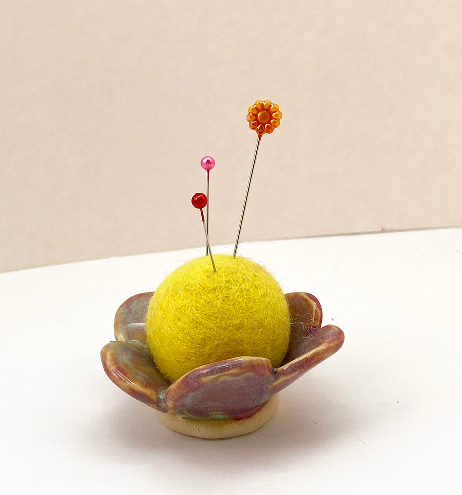 Ceramic - Handmade Flower Pincushion - Pink – Jennifer Heynen Creative Co.