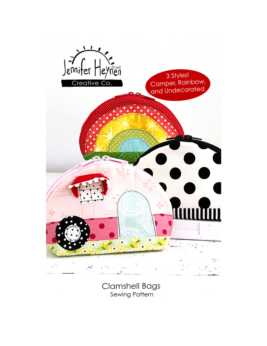 Clamshell Bags Sewing Pattern - Camper, Rainbow, and Undecorated - Dig ...