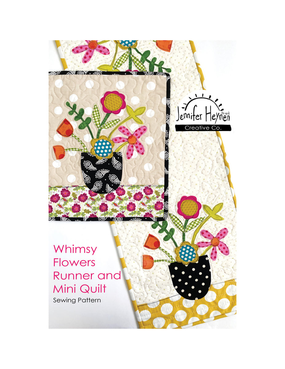 Whimsy Flowers Runner and Mini Quilt Sewing Pattern - Digital ...