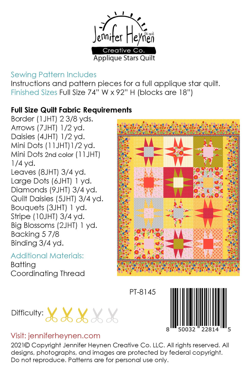 Applique Star PDF Quilt Pattern – Jennifer Heynen Creative Co.