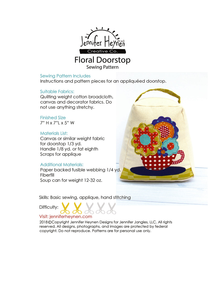 Floral Doorstop Sewing Pattern – Jennifer Heynen Creative Co.