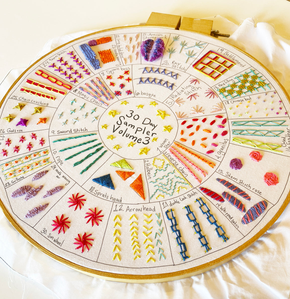 Round 30 Day Sampler - Volume 3 - Fabric, Videos, and Printed Stitch G ...