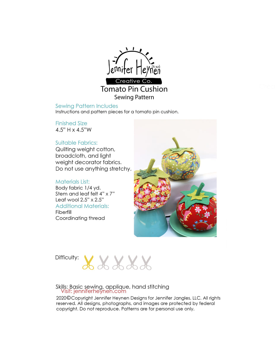Jumbo Tomato Pin Cushion Sewing Pattern - Digital – Jennifer Heynen ...